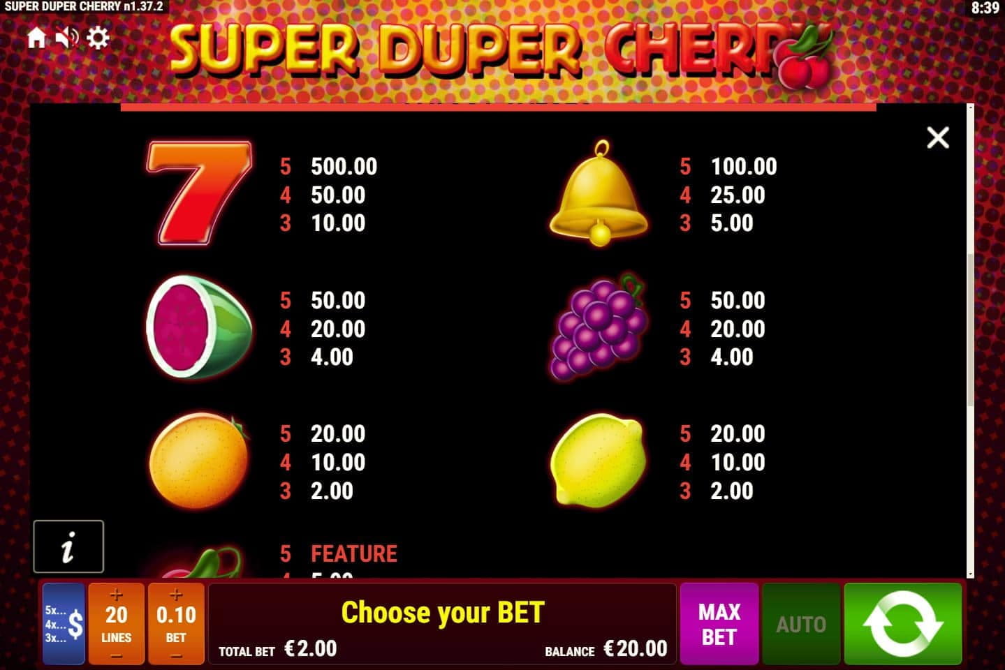 Super Duper Cherry Slot - Spielautomat mit Bonus in Online Casinos spielen